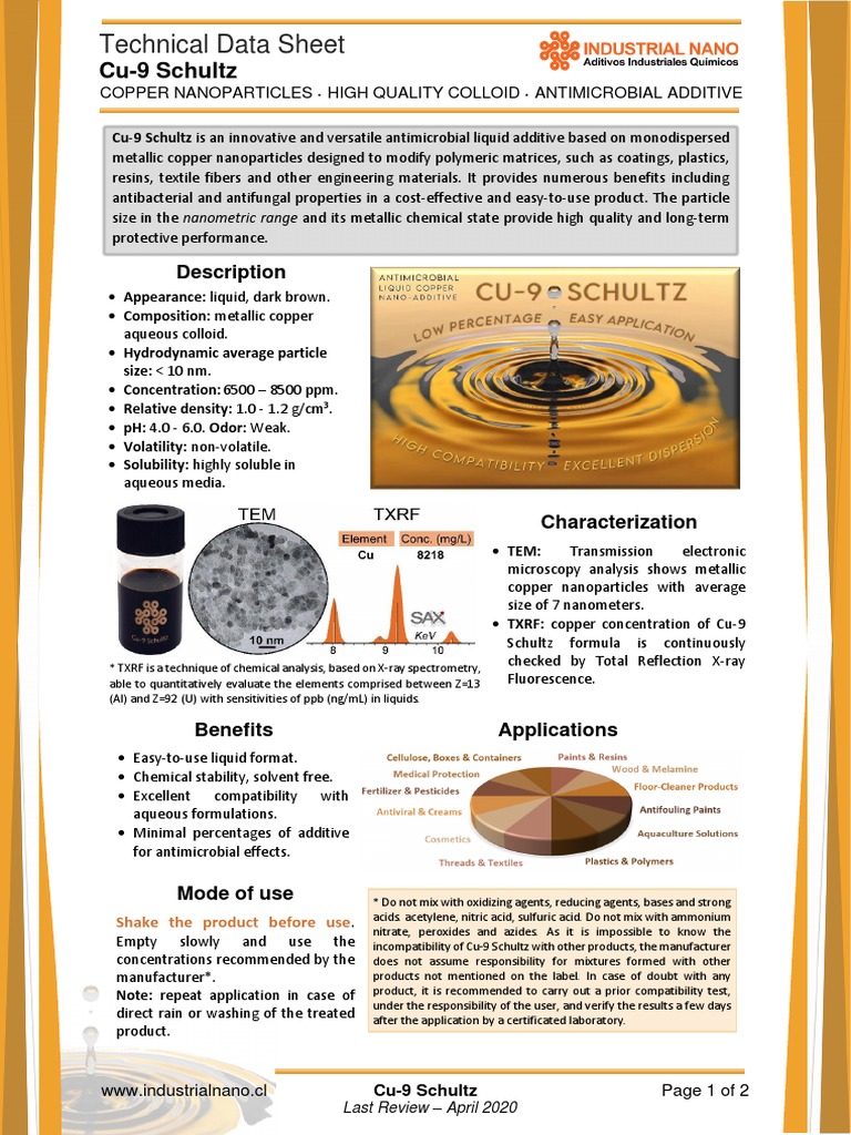 TDS - Cu-9 Schultz | PDF | Nanoparticle | Copper