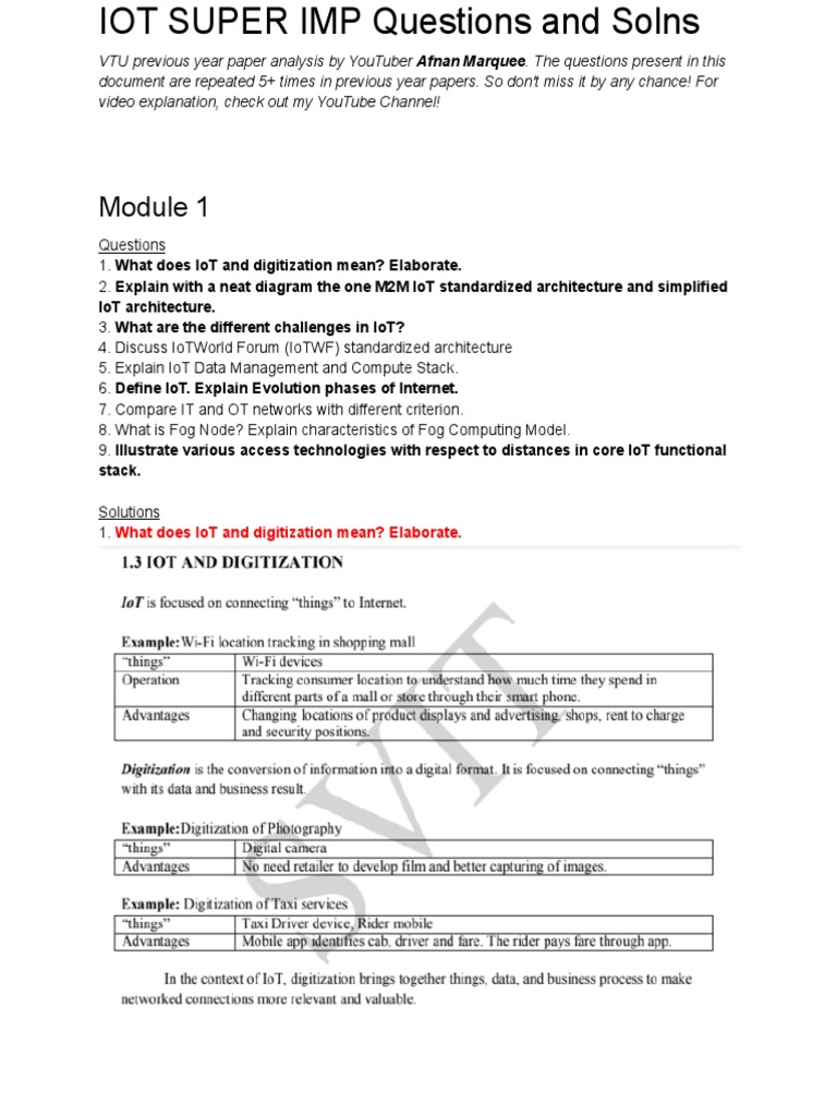 IOT SUPER IMP Questions and Solns | PDF