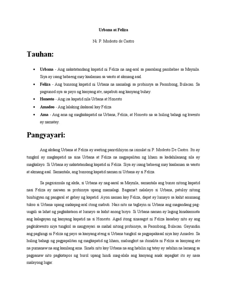 Urbana at Feliza | PDF