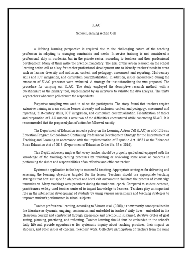 SLAC | PDF | Teachers | Learning