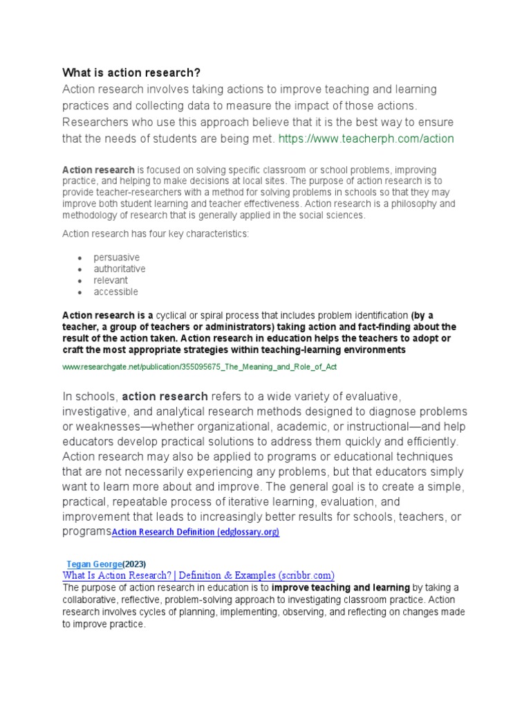 What Is Action Research?: Action Research Is Focused On Solving Specific Classroom or School ...
