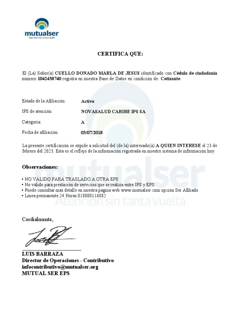 Mutual Ser Certificado 2 | PDF