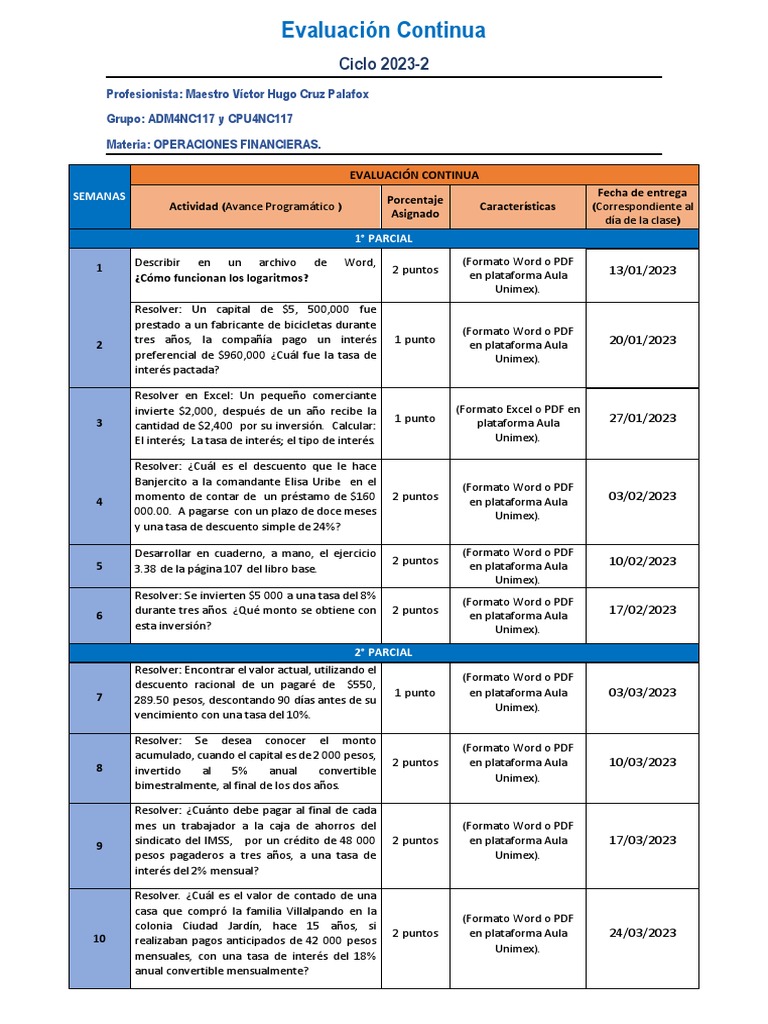 FORMATO Evaluacion Continua ADM4NC117 14 | PDF | Microsoft Word | Economias
