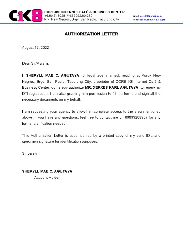 Authorization Letter Dti | PDF