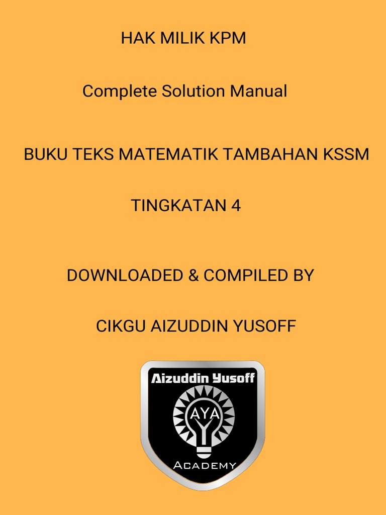 Solution Manual Bm Buku Teks Add Math Kssm Tkt 4 Pdf