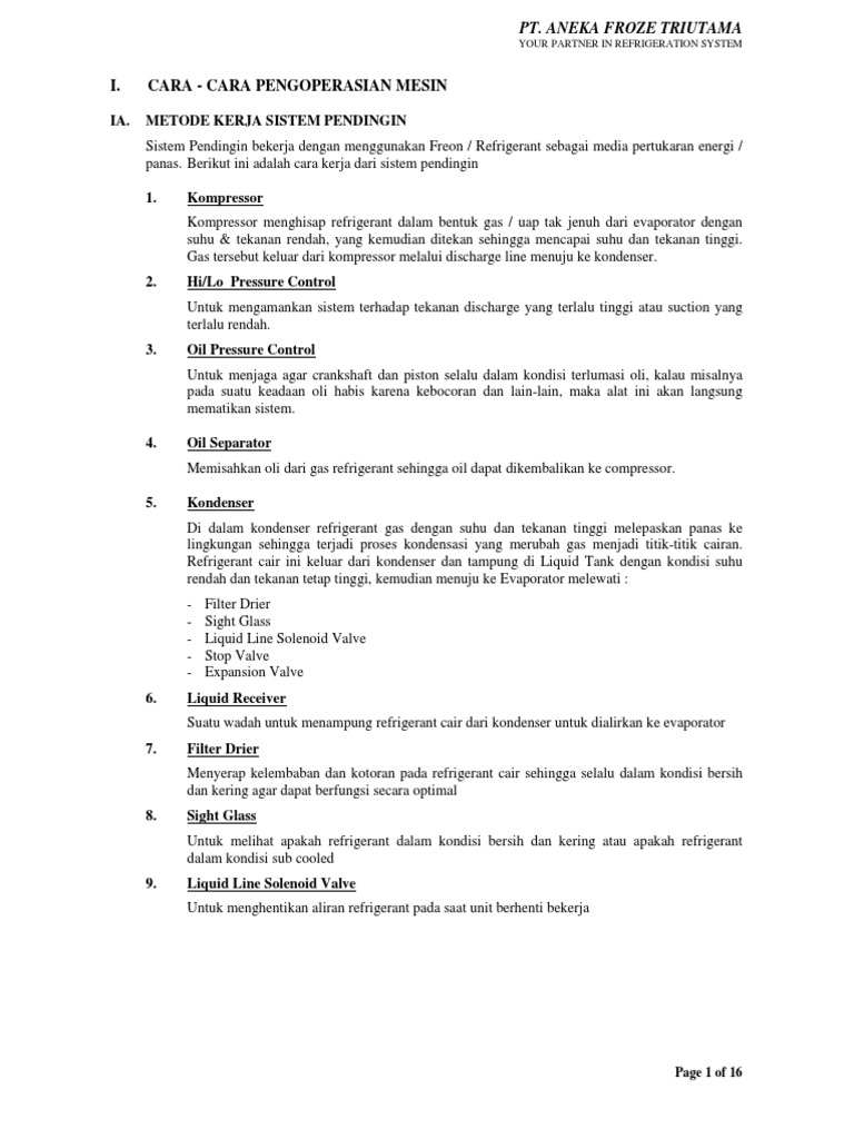 Cara Pengoperasian Mesin | PDF