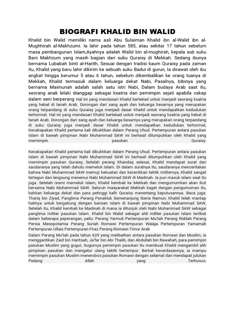 Khalid Bin Walid | PDF | Sejarah | Agama & Spiritualitas
