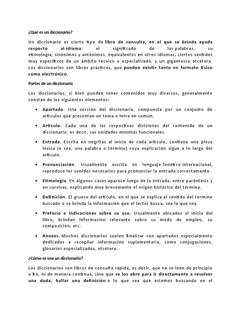 Qué Es Un Diccionario | PDF | Diccionario | Ciencia cognitiva