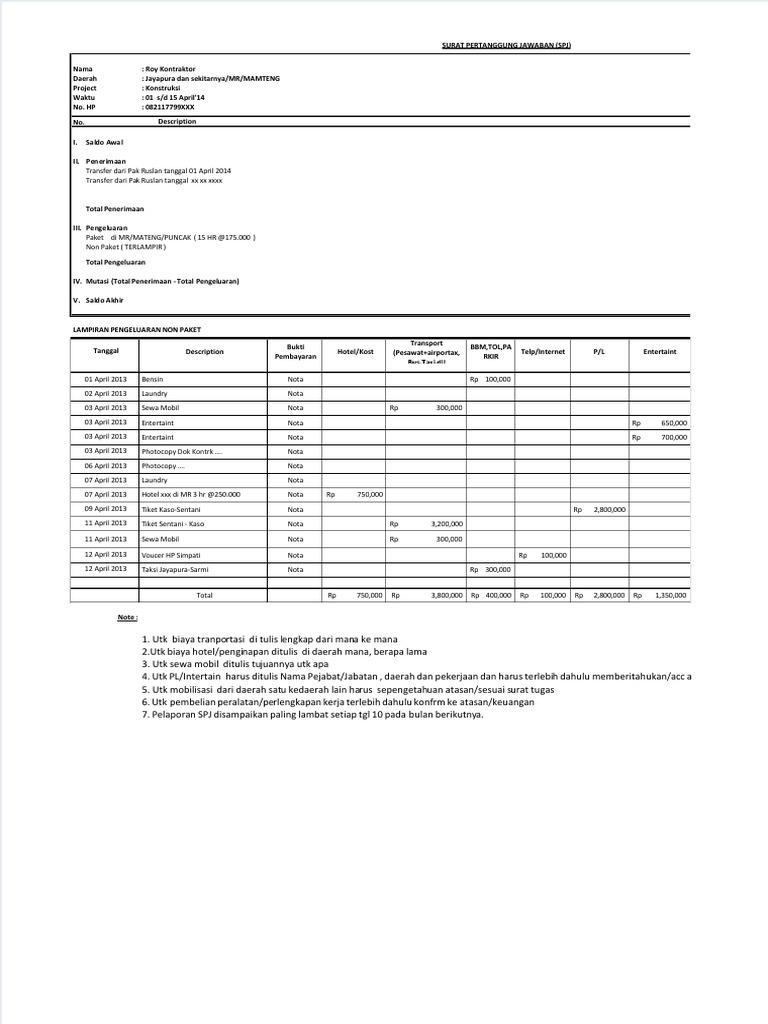 LAPORAN PENGELUARAN PROYEK KONSTRUKSI | PDF