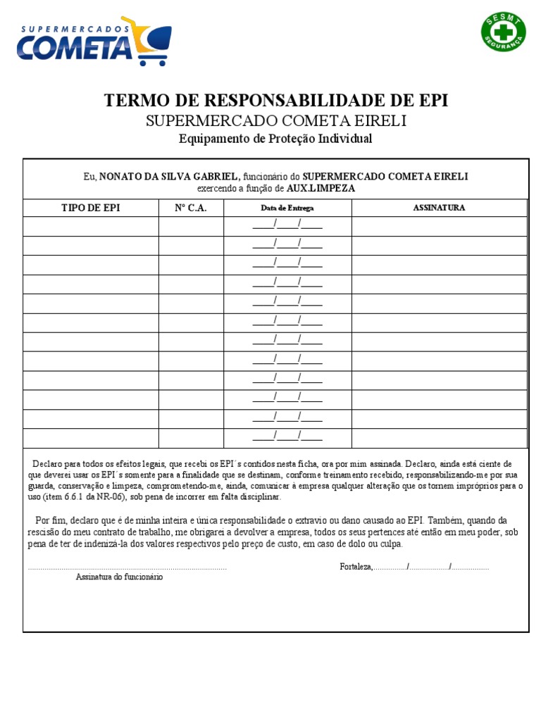 Termo de Epi | PDF | Business