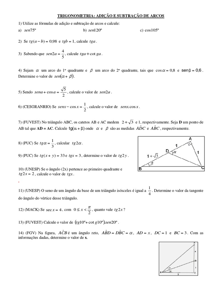 Lista de Exercícios - Arco Duplo | PDF