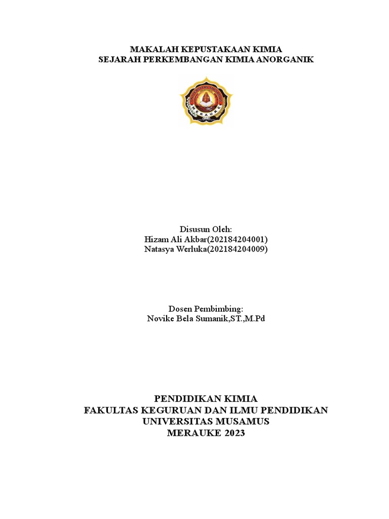 Makalah Sejarah Kimia Anorganik | PDF | Teknologi & Rekayasa