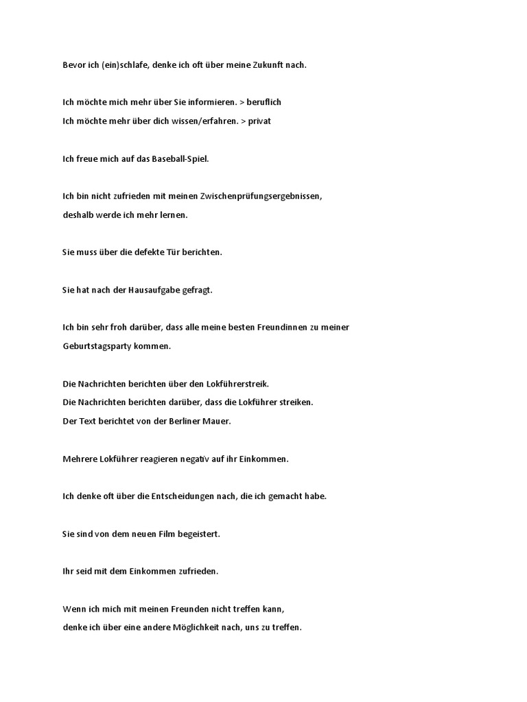 Sätze Mit Verben Und Präpositionen | PDF