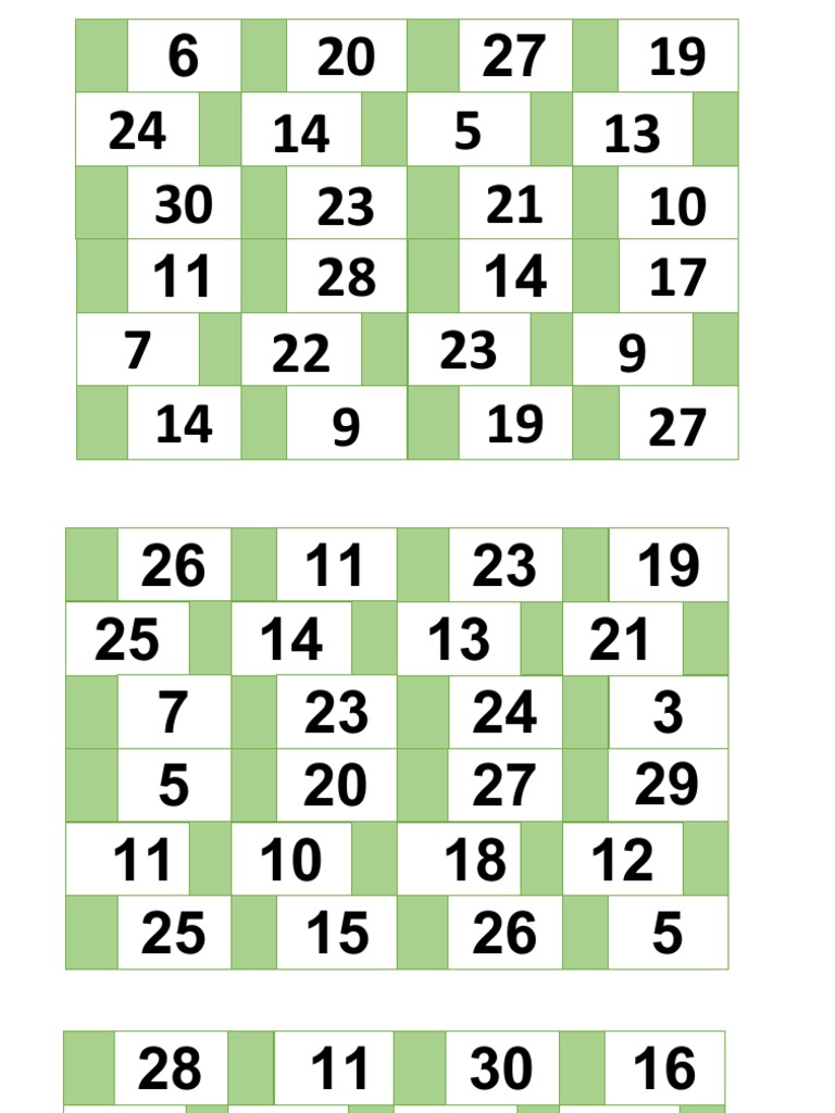 Cartones de Bingo del 1 al 30 para Imprimir | PDF