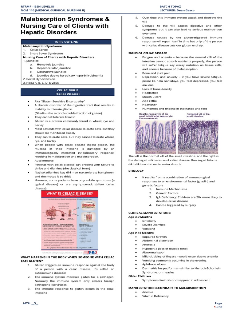 Med Surg 2 - 8 Malabsorption Syndromes and Nursing Care of Clients With ...