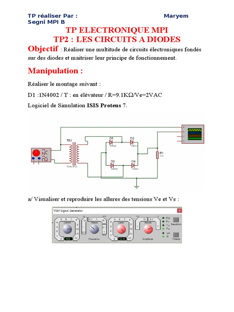 TP2 Les Circuits A Diodes | PDF