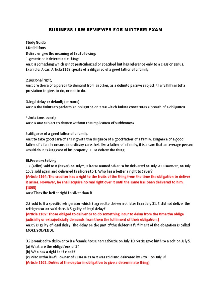Business Law Midterm Study Guide | PDF