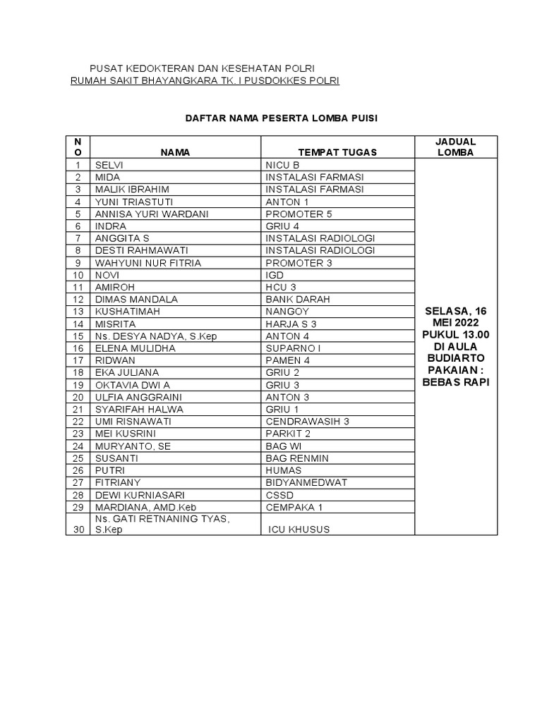 Pengumuman Lomba Puisi 2 Pdf