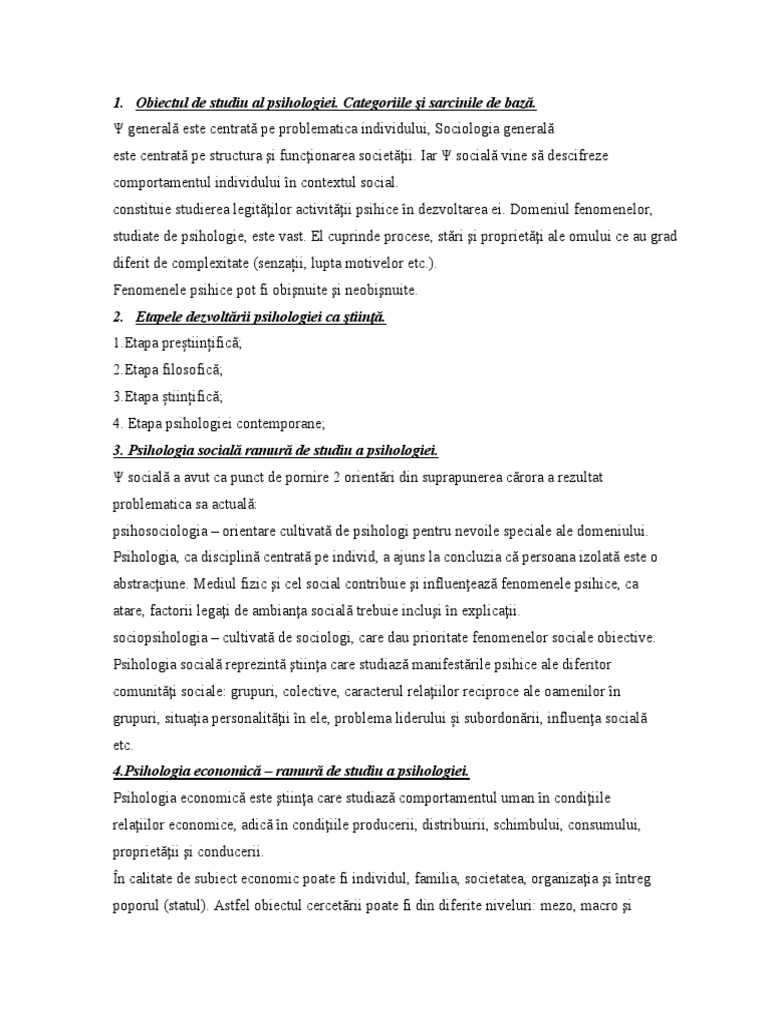 Obiectul de Studiu Al Psihologiei | PDF