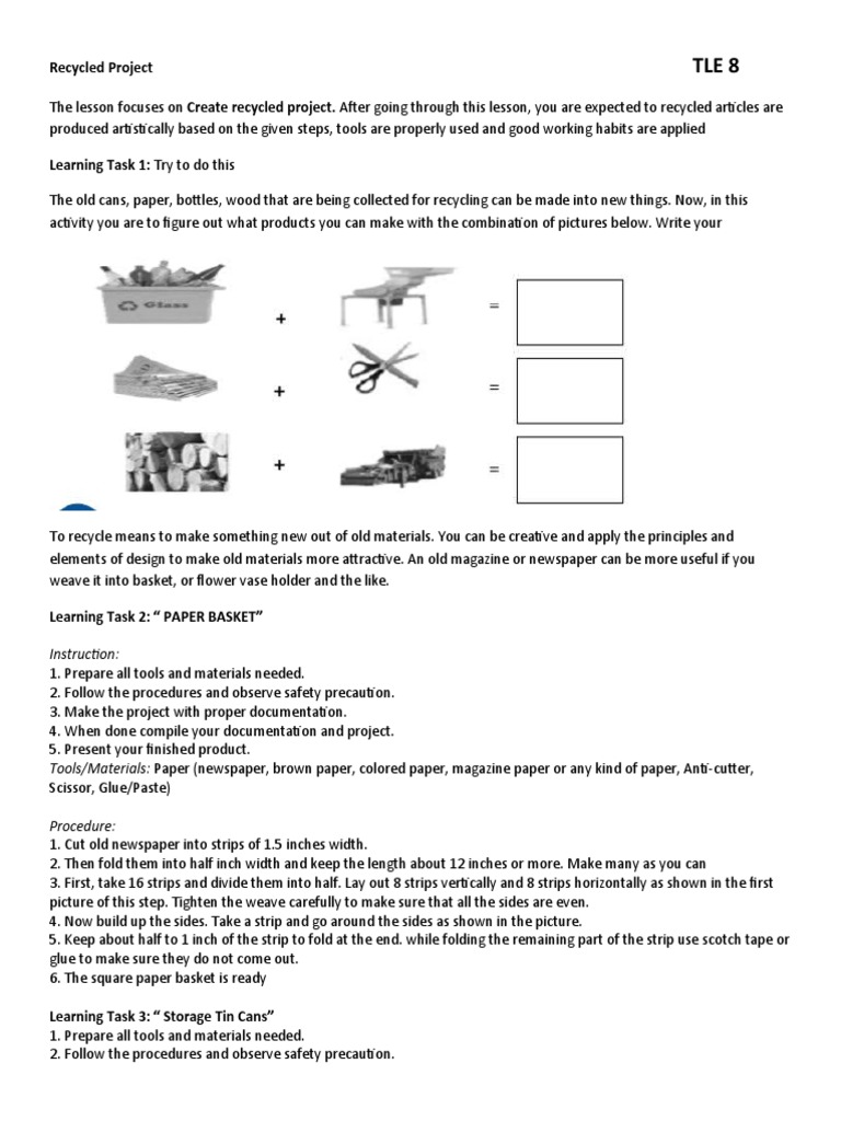 Recycled Project | Download Free PDF | Paper | Crafts