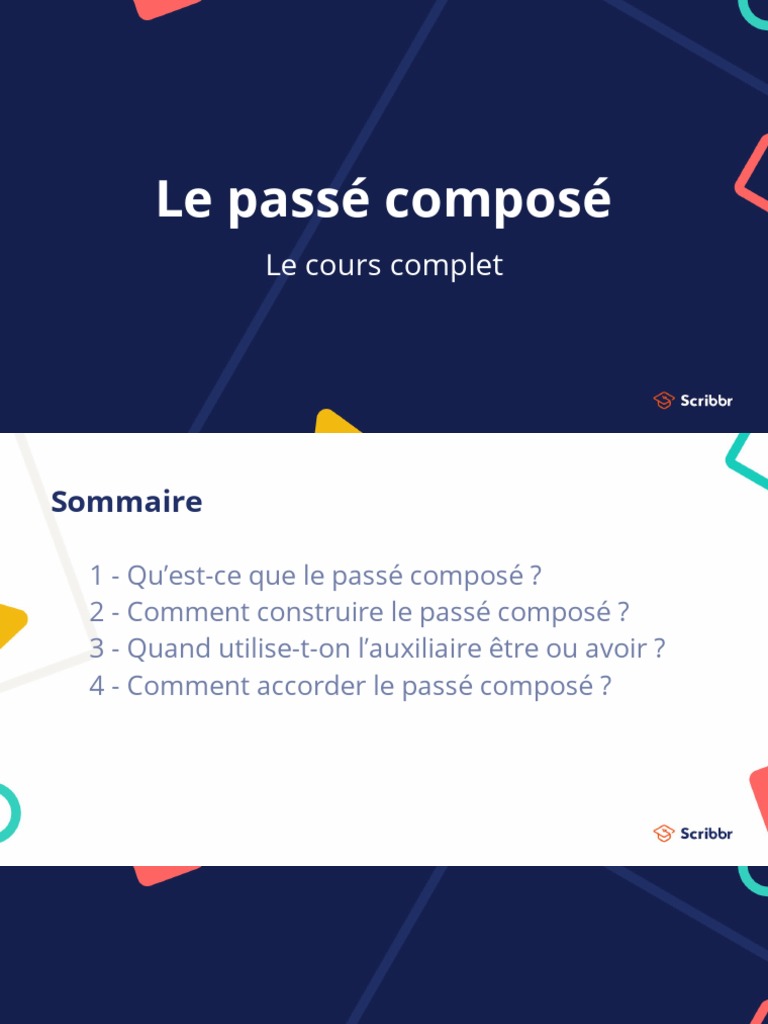 Le Passé Composé | PDF | Conjugaison | Verbe