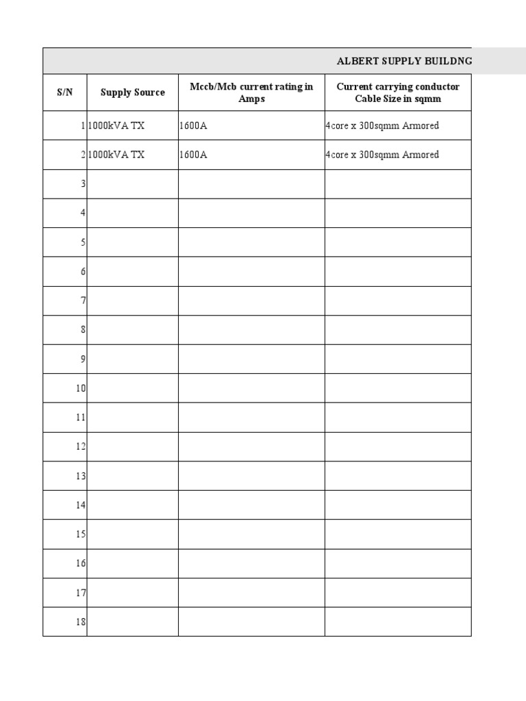 Albert Supply BLD - As Built Cable Schedule | PDF