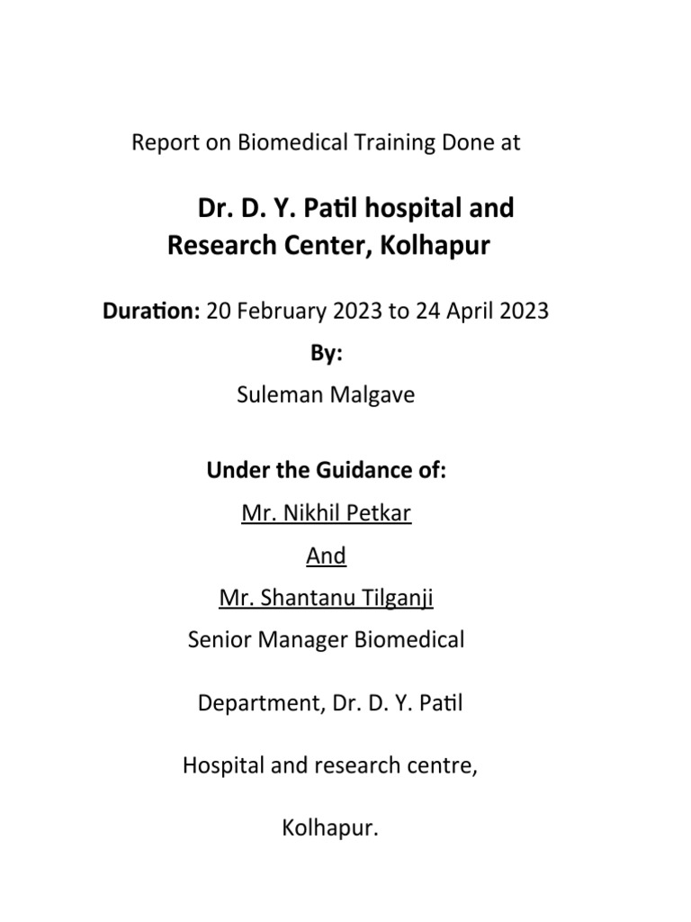 Dr. D. Y. Patil Hospital Report | PDF | Biomedical Engineering | Ct Scan