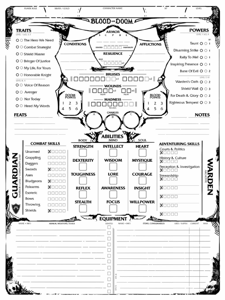 Character Sheet Guardian Warden v1.0 | PDF