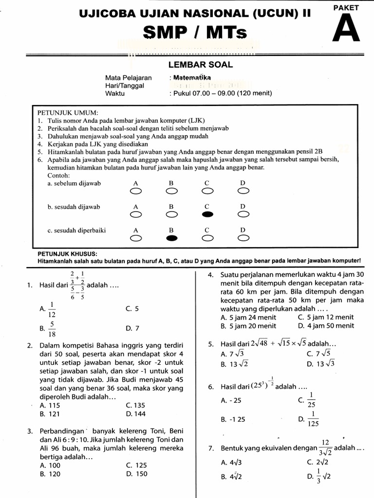 07 Soal Ucun-2 Mat A | PDF