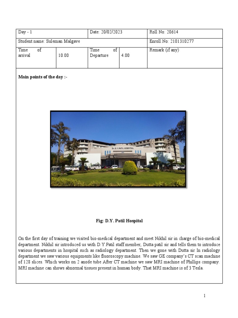Daliy log book of hospital training | PDF