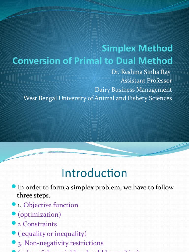 Simplex Method - Primal To Dual | PDF Simplex Method - Primal To Dual | PDF