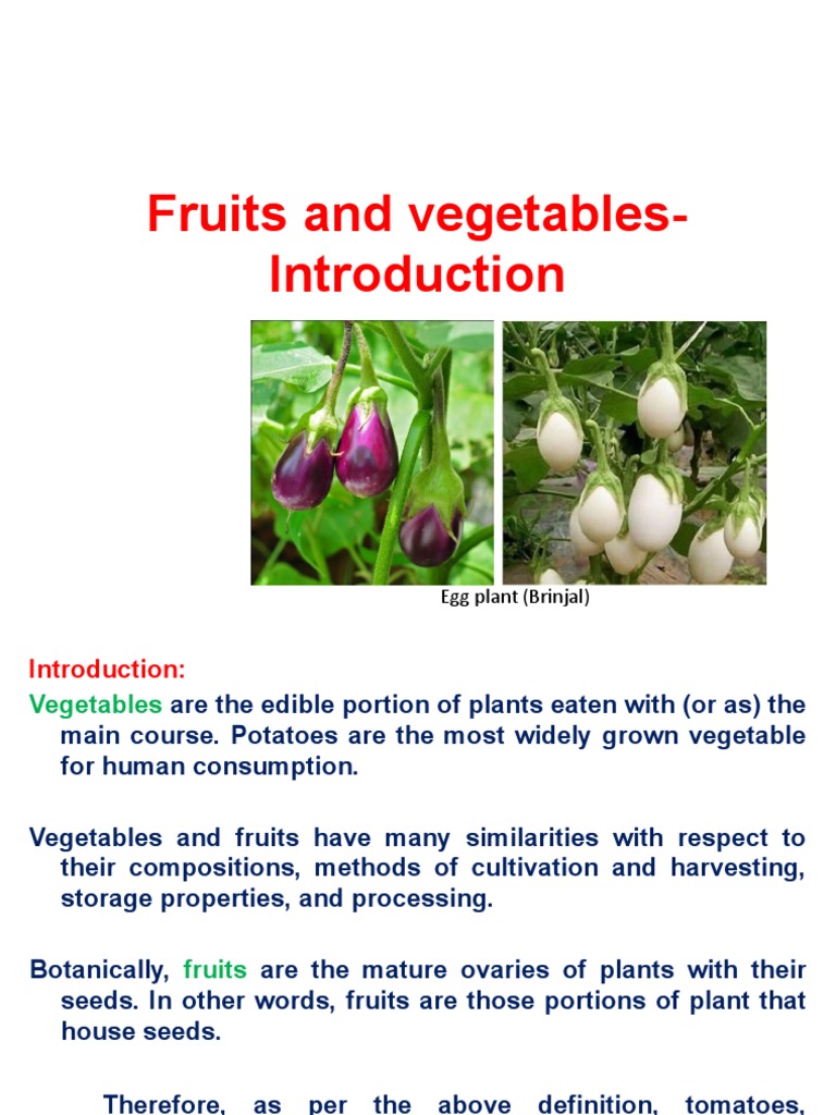 Fruits and Vegetables - Introduction | PDF | Vegetables | Tissue (Biology)