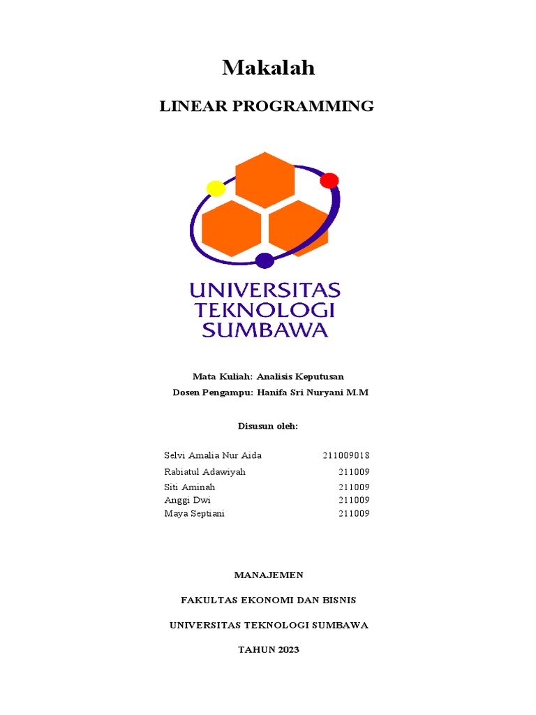 Makalah Linear Programming | PDF