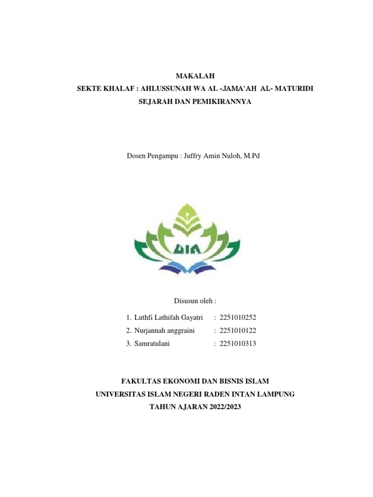 MAKALAH Sekte Khalaf | PDF | Agama & Spiritualitas