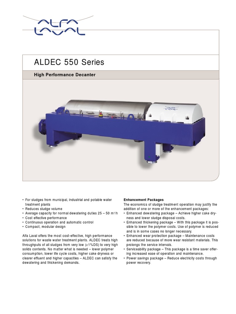 ALDEC 550 Series: High Performance Decanter | PDF