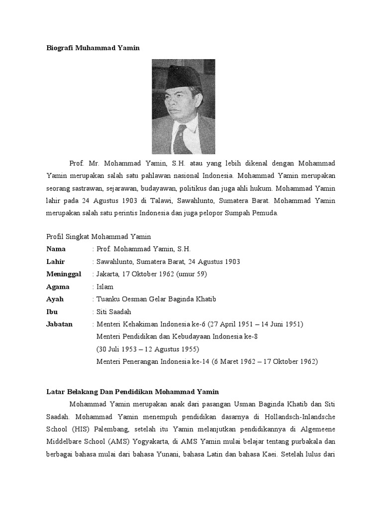 Biografi Muhammad Yamin | PDF
