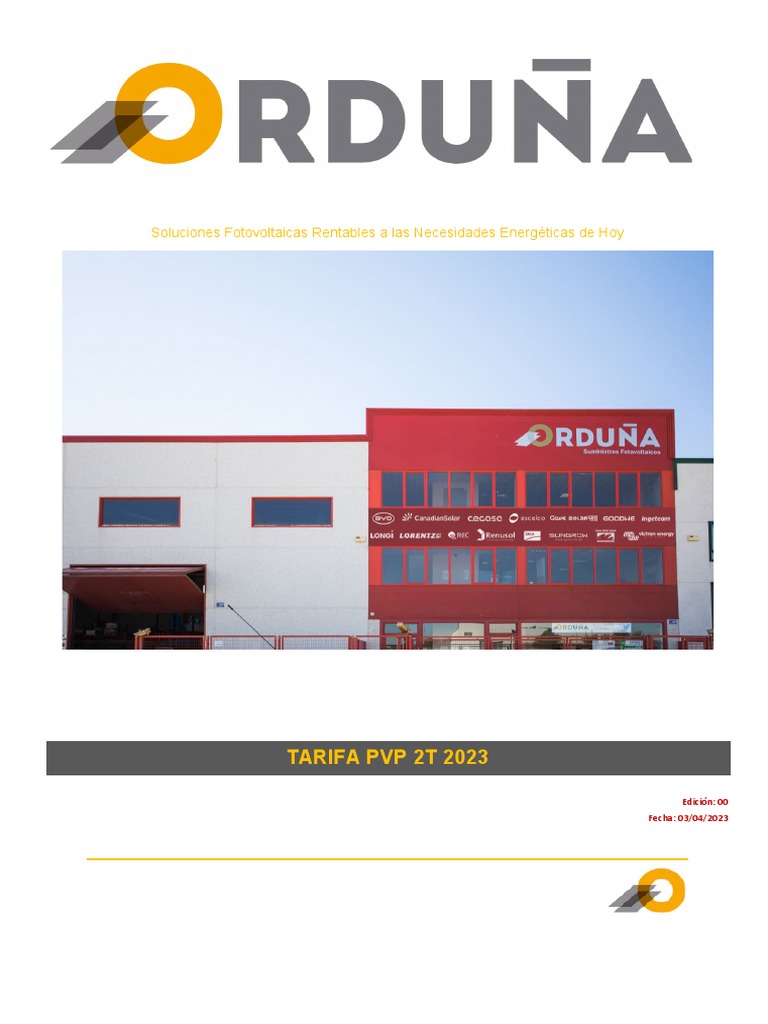 Tarifa General 2T 2023 Suministros Orduña. | PDF | Inversor de energia | 3 G