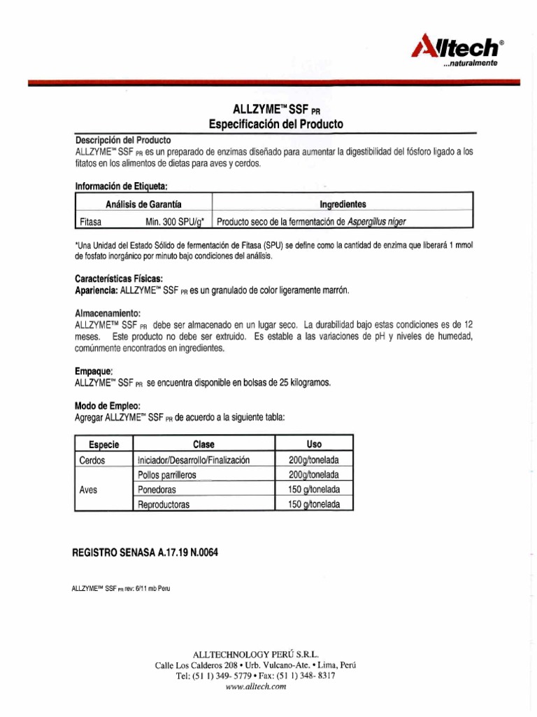 PSS Allzyme SSF (PR) Peru | PDF