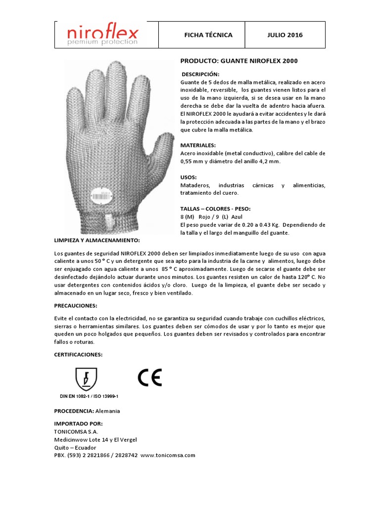 Ficha Tecnica Guante Niroflex 2000 | PDF
