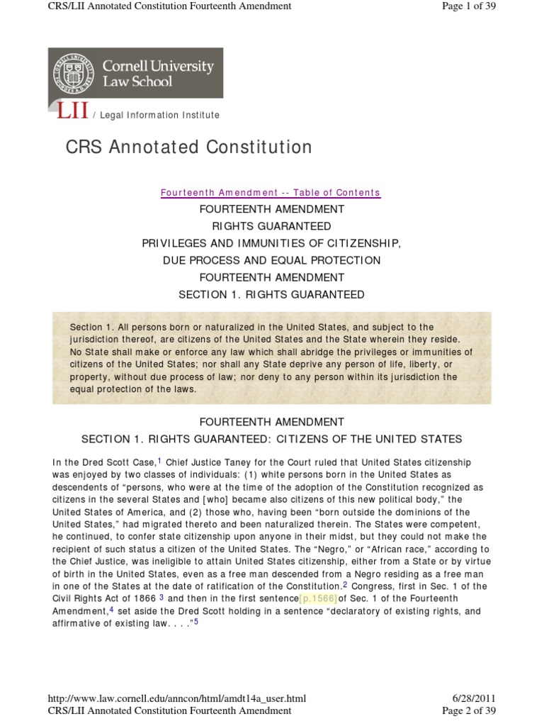 14th Amendment | PDF | Fourteenth Amendment To The United States ...