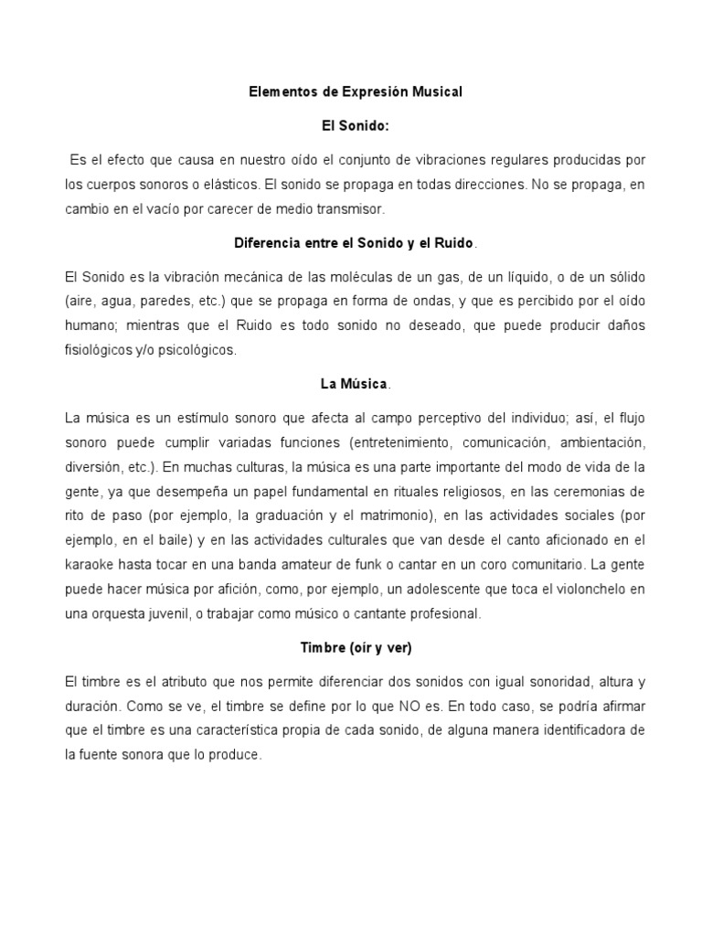 Elementos de Expresión Musical | PDF | Sonido | Acústica