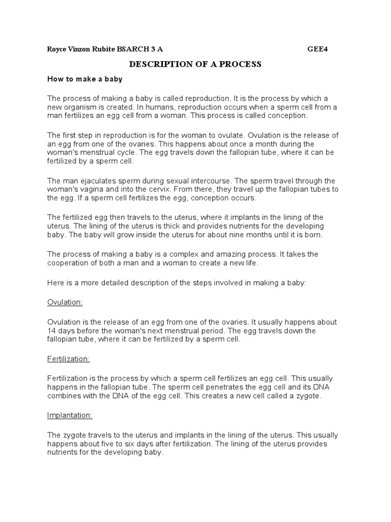 Description of A Process GEE4 | PDF | Fertilisation | Human Reproduction