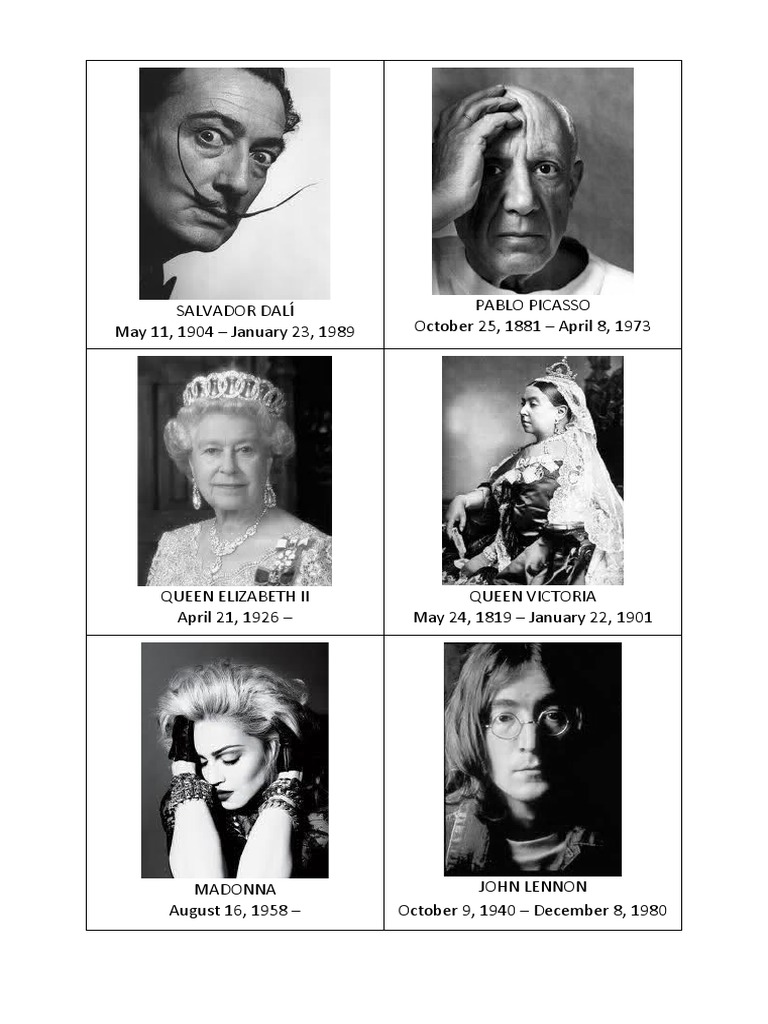 Famous People Cards | PDF