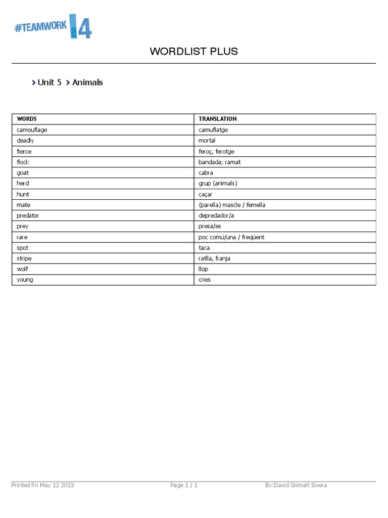 Vocabulario U5 Burlington 4 Eso | PDF