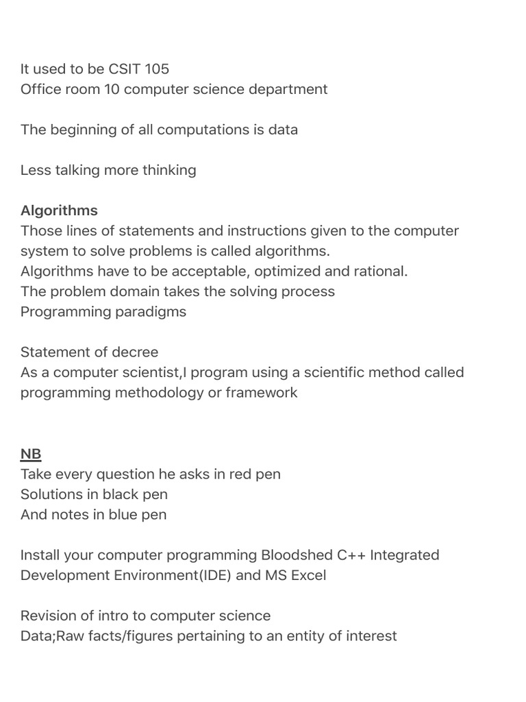It Used To Be CSIT 105 | PDF