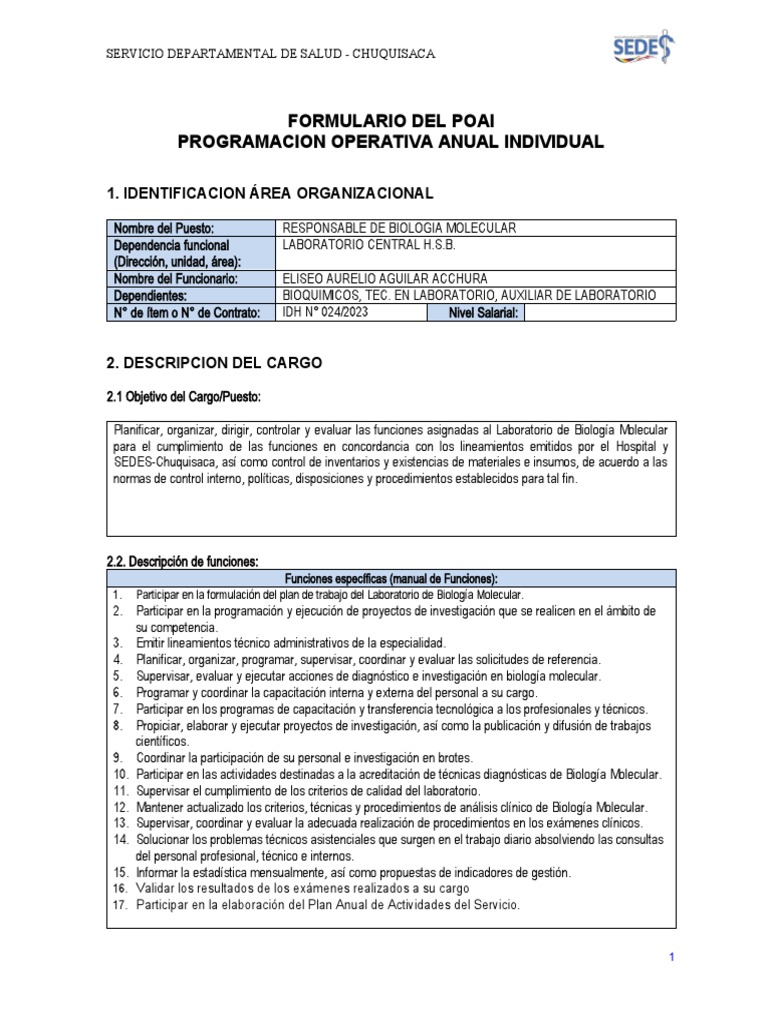 Formato Poai 2023 | PDF | Hospital