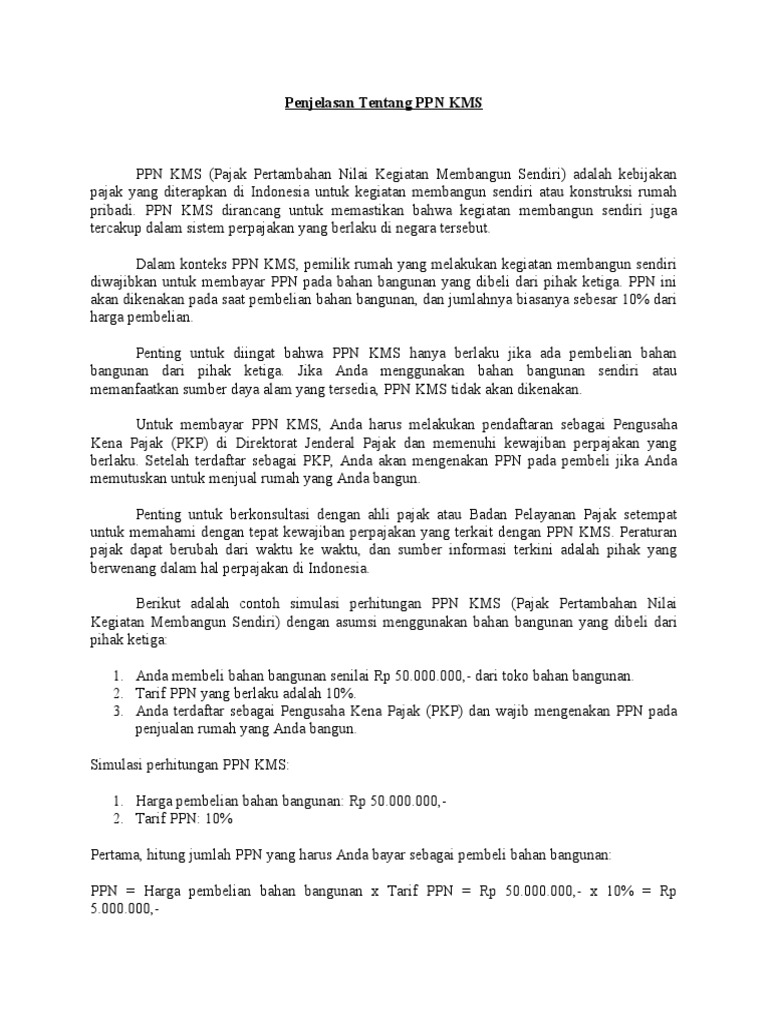 Penjelasan Tentang PPN KMS | PDF
