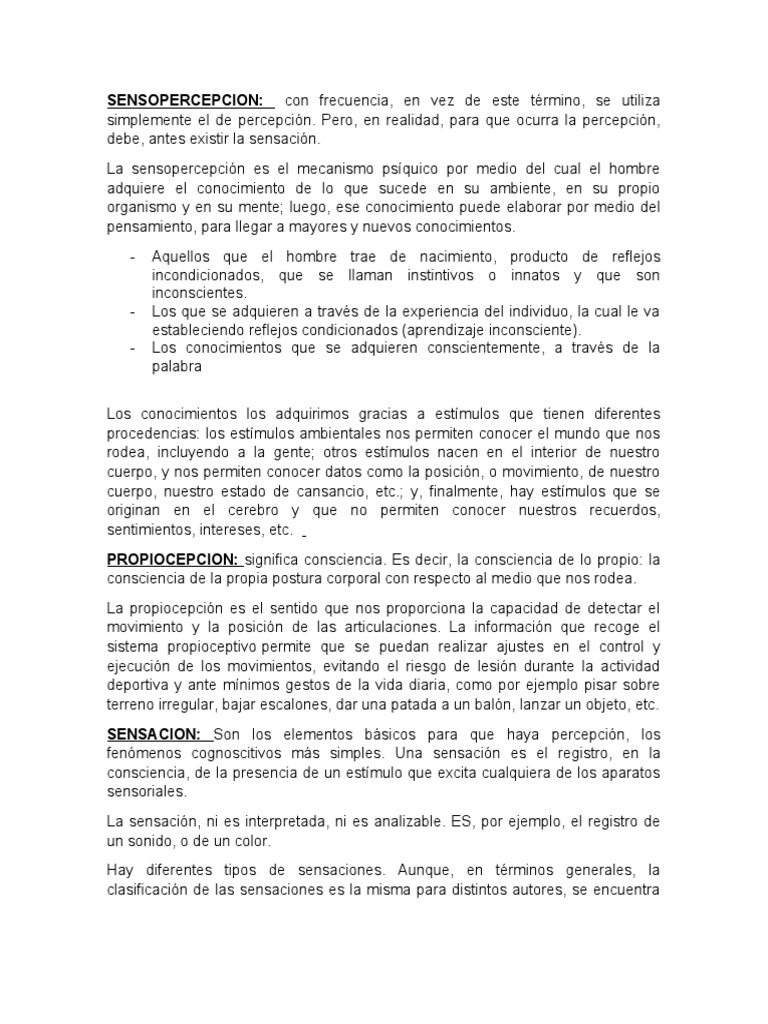 SENSOPERCEPCION | PDF | Percepción | Pensamiento