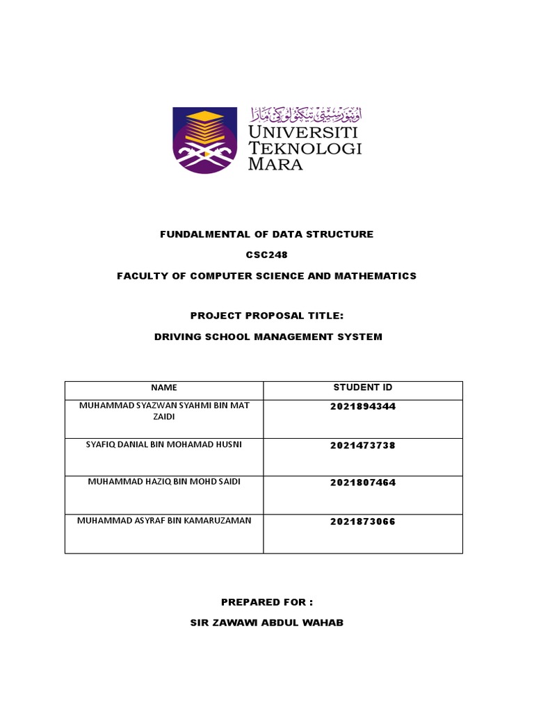 Proposal Metro Driving School Management System | PDF