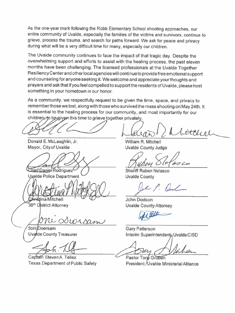 Uvalde Anniversary Privacy Letter | PDF